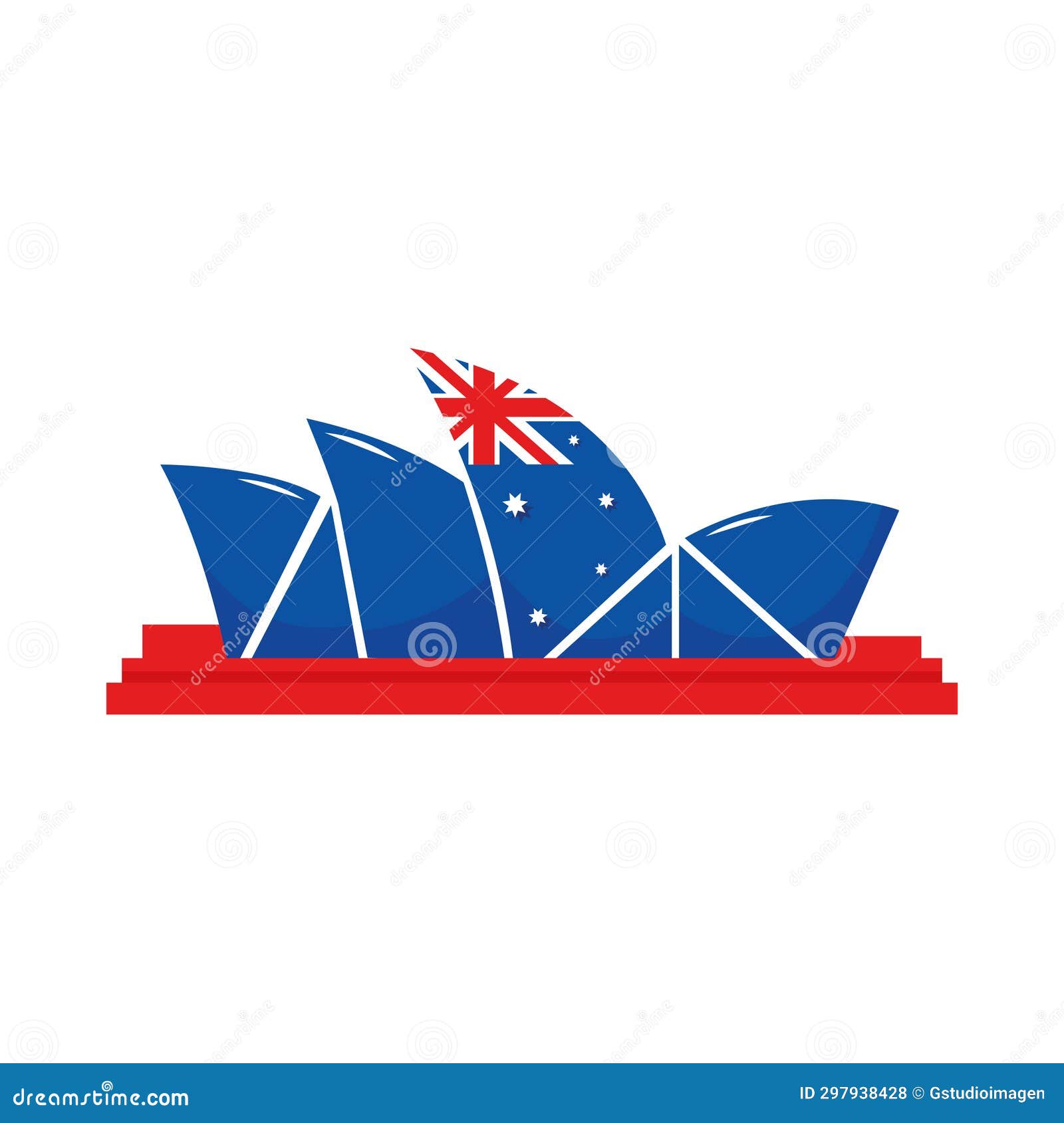 Australia Day Flag in Opera House Stock Illustration - Illustration of ...