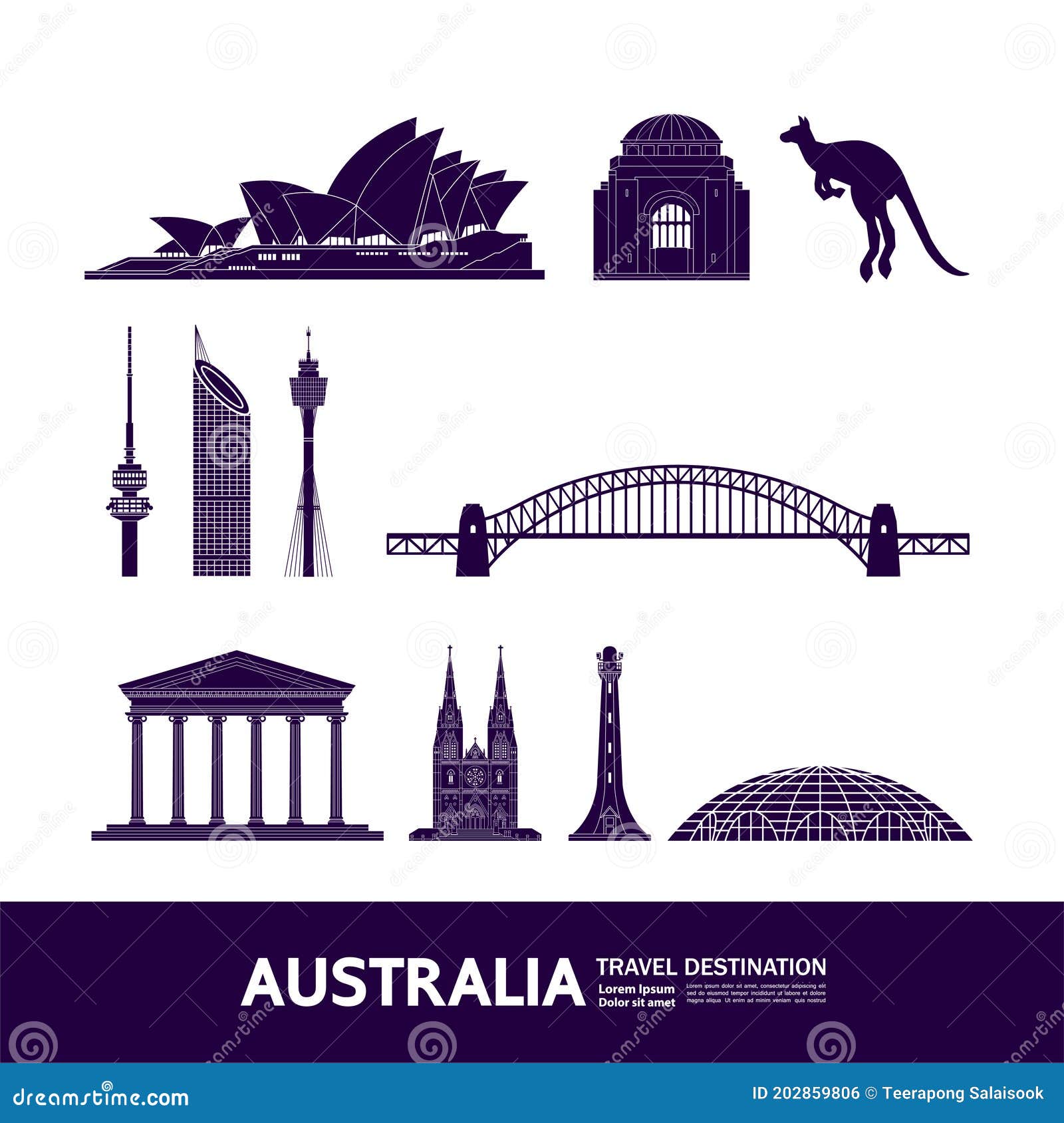 Australia Travel Destination Vector Illustration Editorial Photo ...