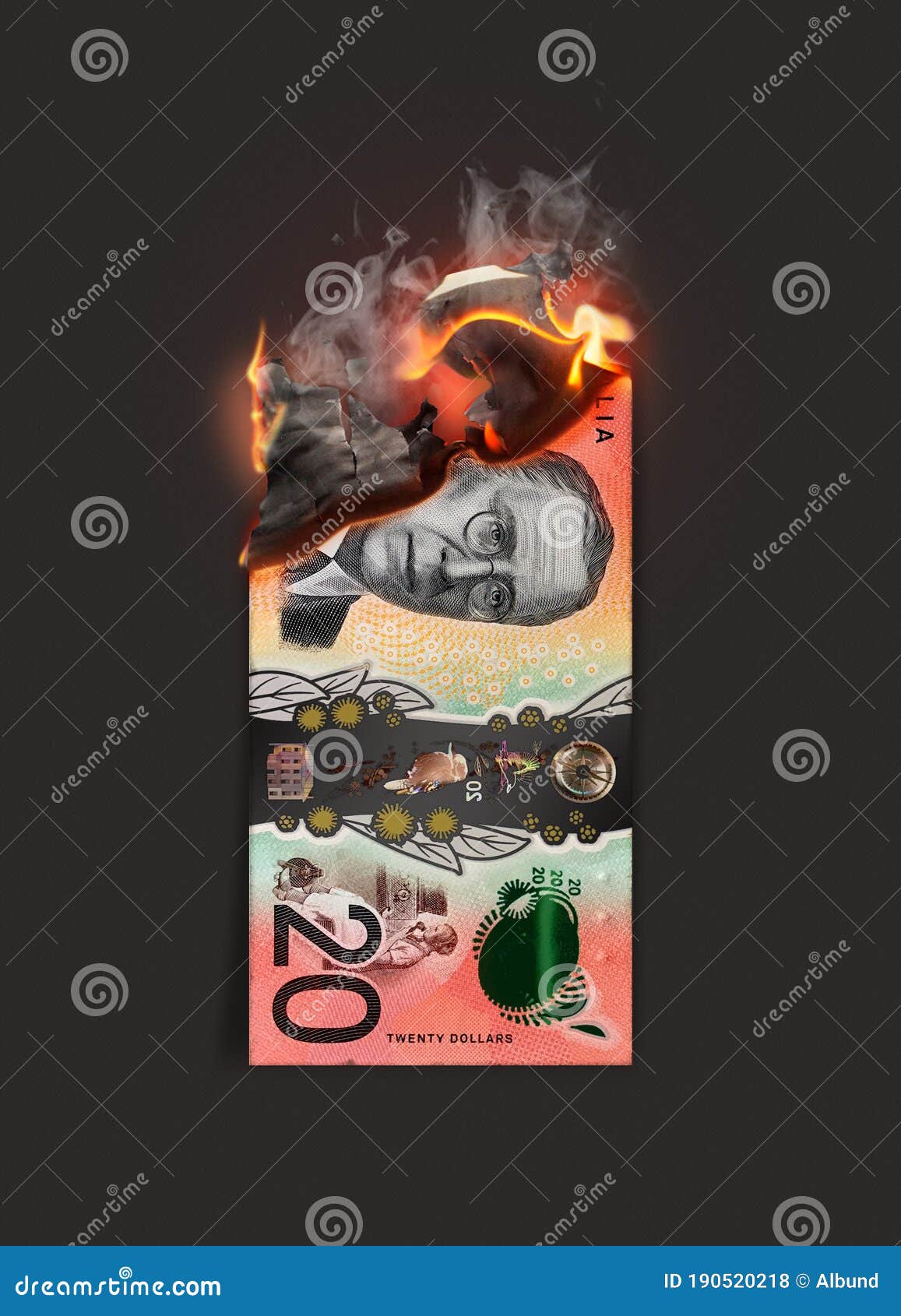 Australia Dollar Note Burning Stock Illustration - Illustration of ...