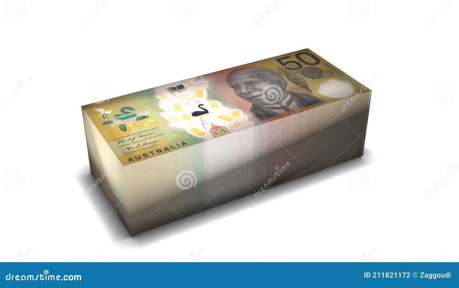 Australia 50 Dollars Banknotes Money Stack on White Background Stock ...