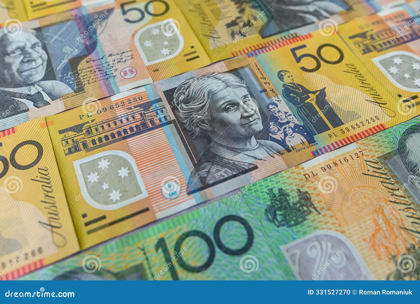 Australia 100 50 Dollars Polymer Banknotes Aud Aus Stock Photo - Image ...