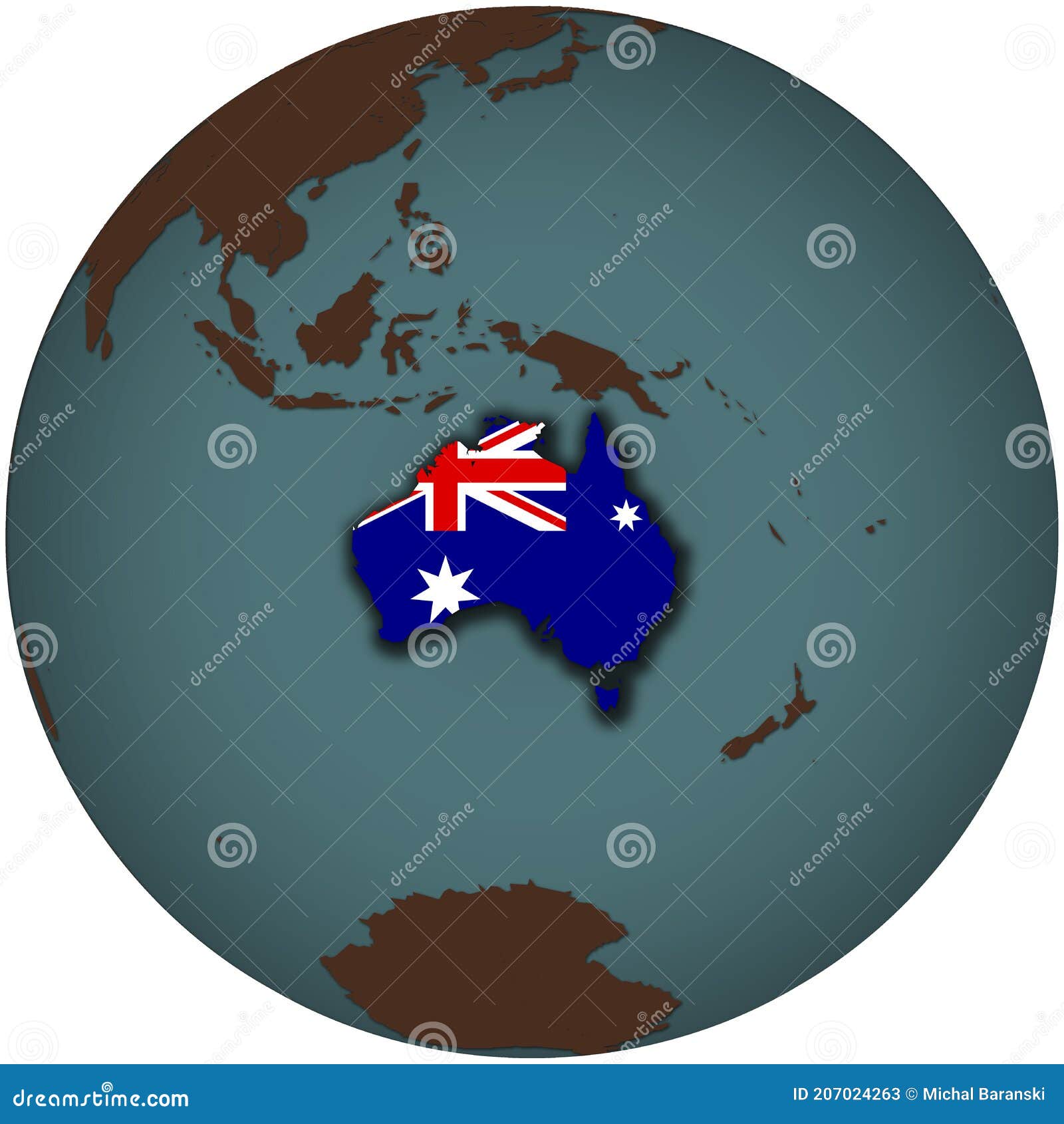 Australia on earth stock illustration. Illustration of design - 207024263