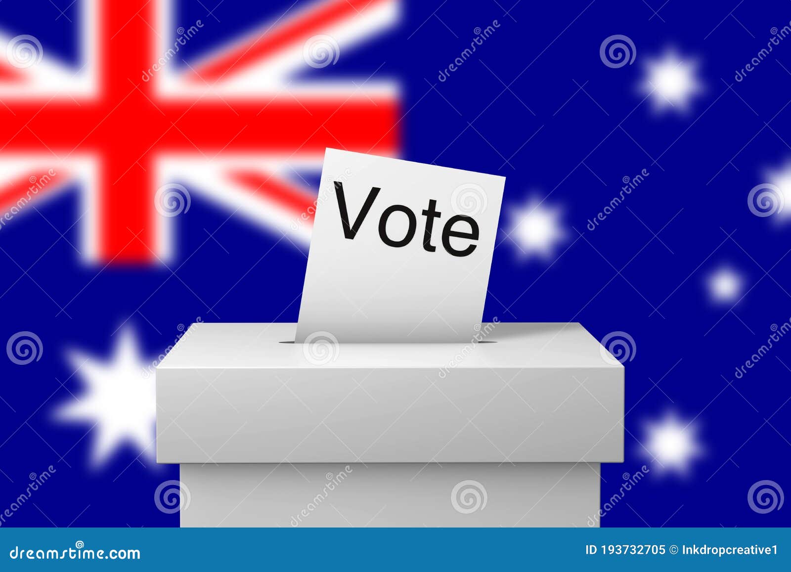 Australia Election Ballot Box and Voting Paper. 3D Rendering Stock ...