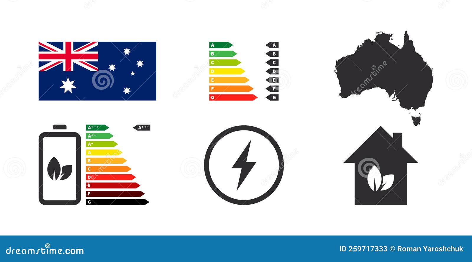 Australia Energy Efficiency Badges. Energy Performance Icons. Energy ...