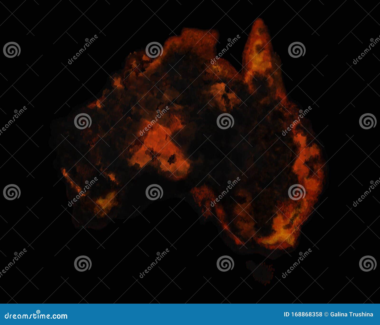 Australia on Fire View from Space Digital Drawing by Hand Stock ...