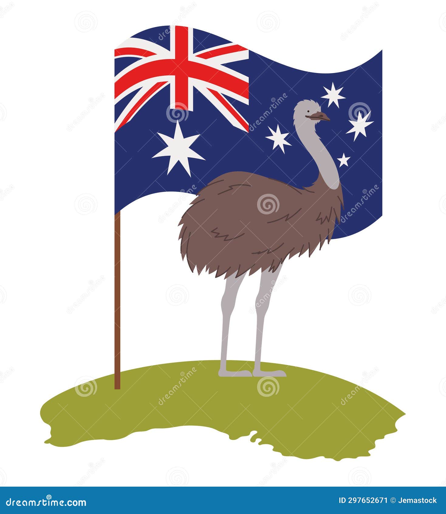 Australia flag and emu stock illustration. Illustration of official ...
