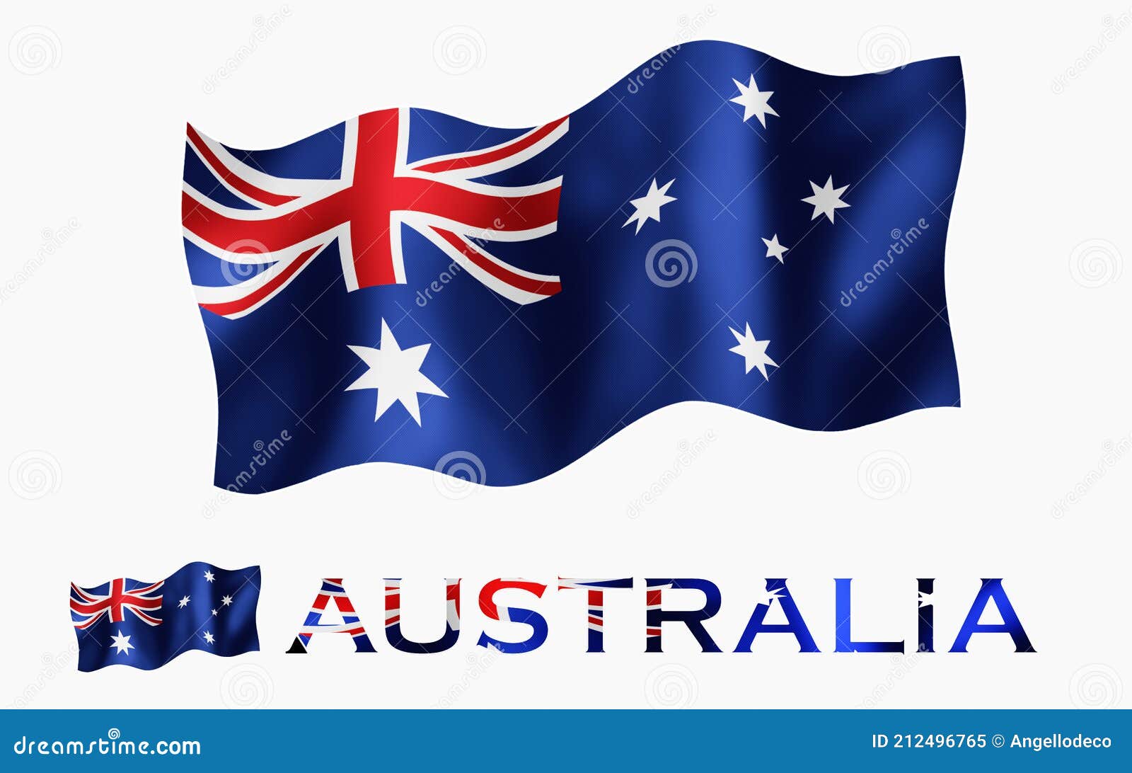 Australia Flag Illustration with Australia Text with White Space Stock ...