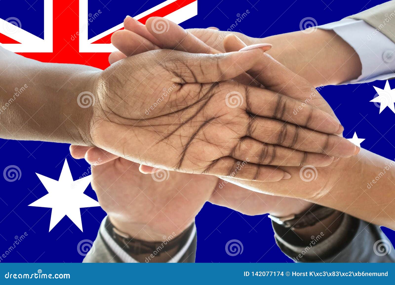 Australia Flag, Intergration of a Multicultural Group of Young People ...