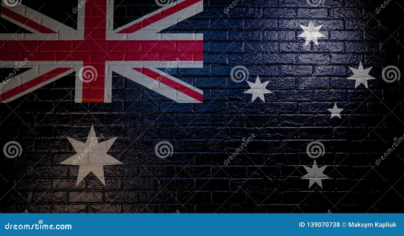 Australia Flag Painted on Brick Wall. 3d Illustration Stock ...