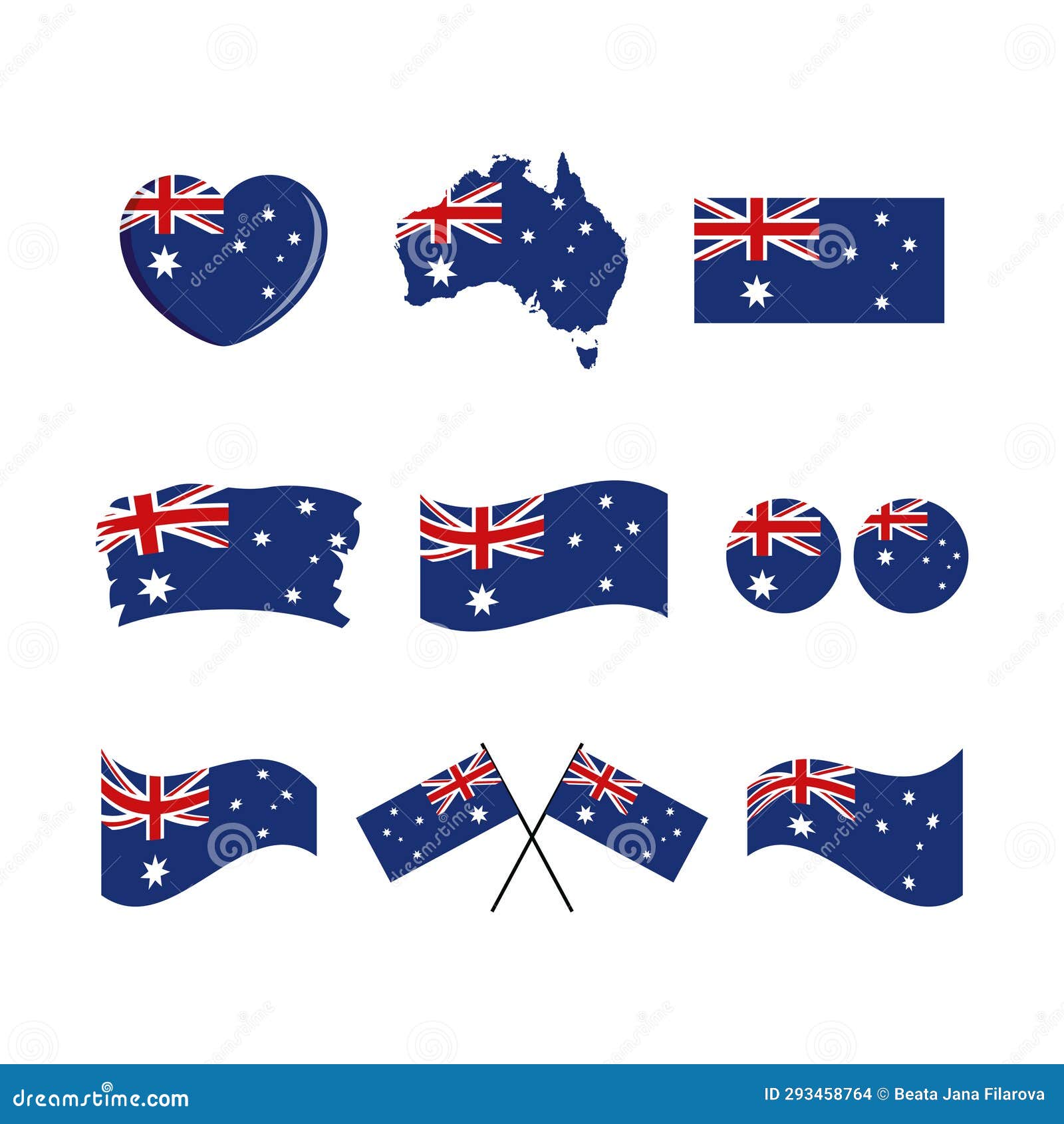 Australian Icons In The Form Of A Map Vector Illustration ...