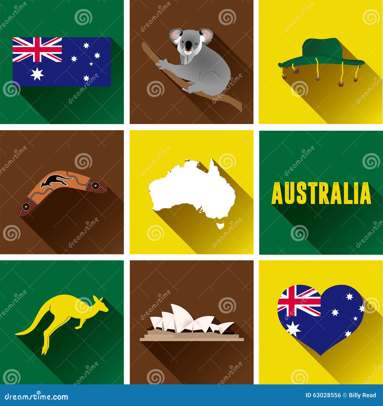 Australia Flat Icon Set editorial photo. Illustration of great - 63028556