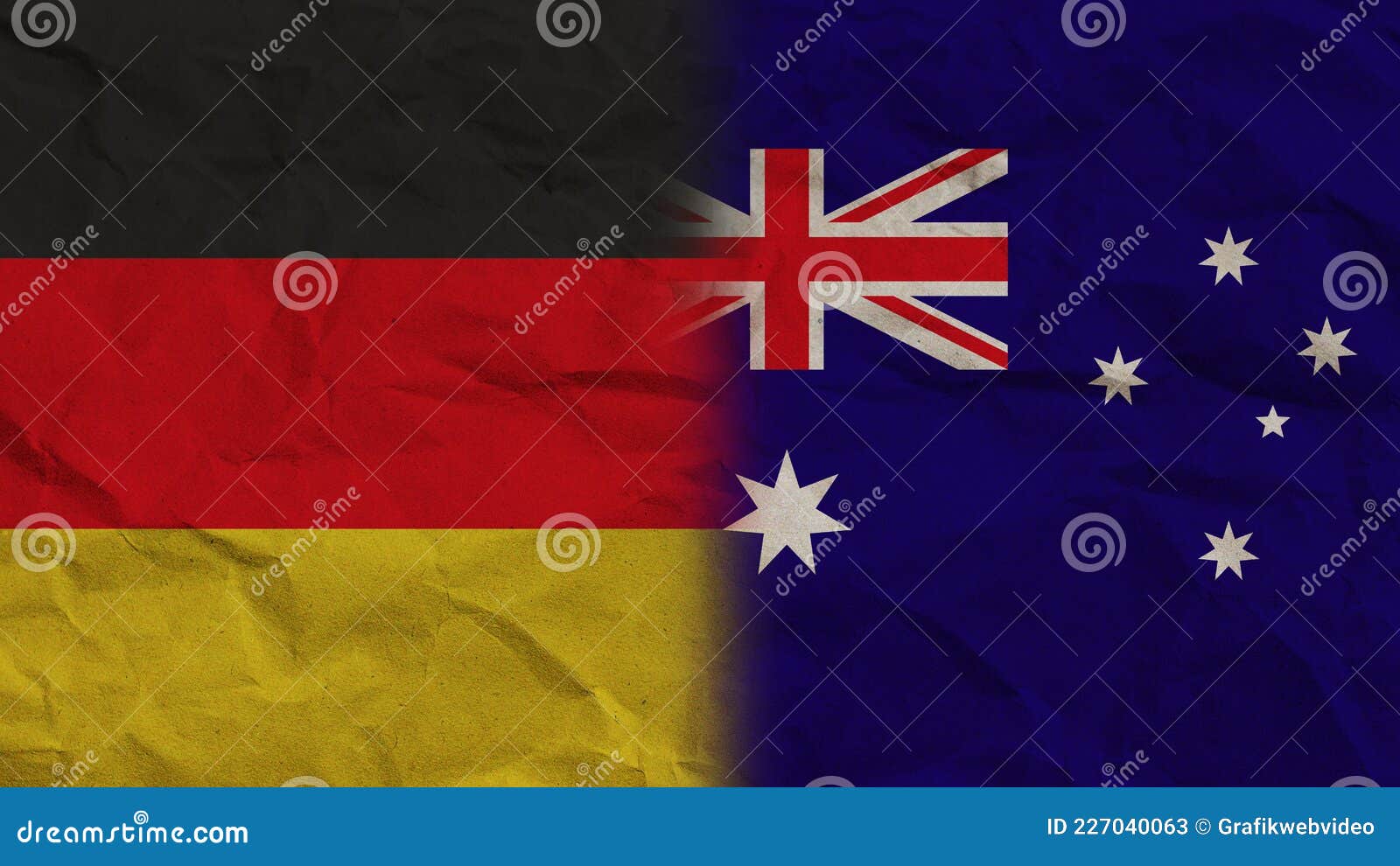 Australia and Germany Flags Together, Crumpled Paper Effect 3D ...