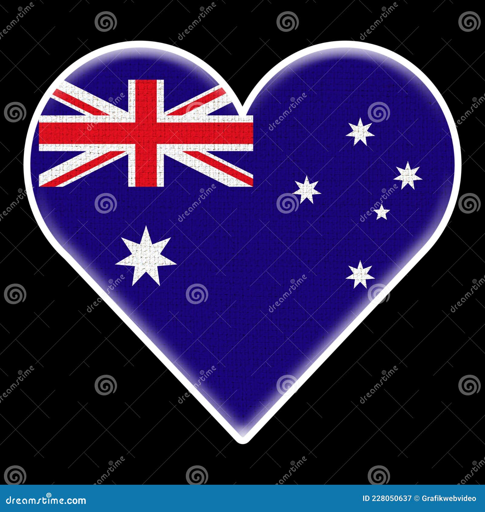Australia Heart Flag, Fabric Pattern Texture, Black Background, 3D ...
