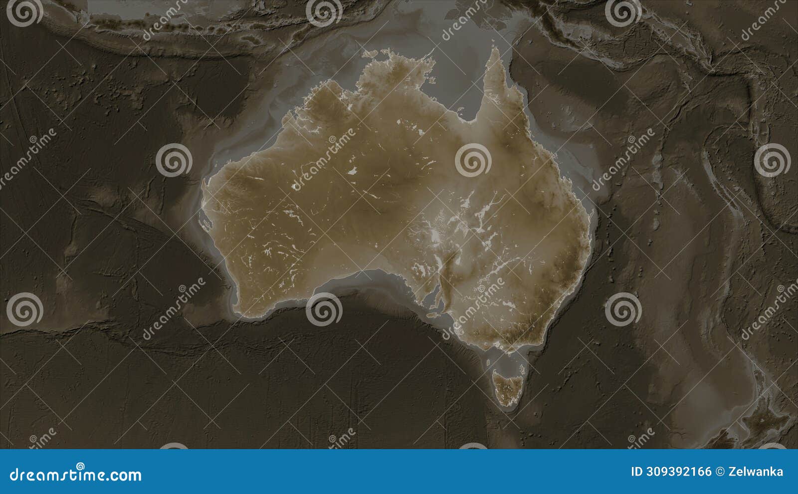 Australia Highlighted. Sepia Stock Illustration - Illustration of ...