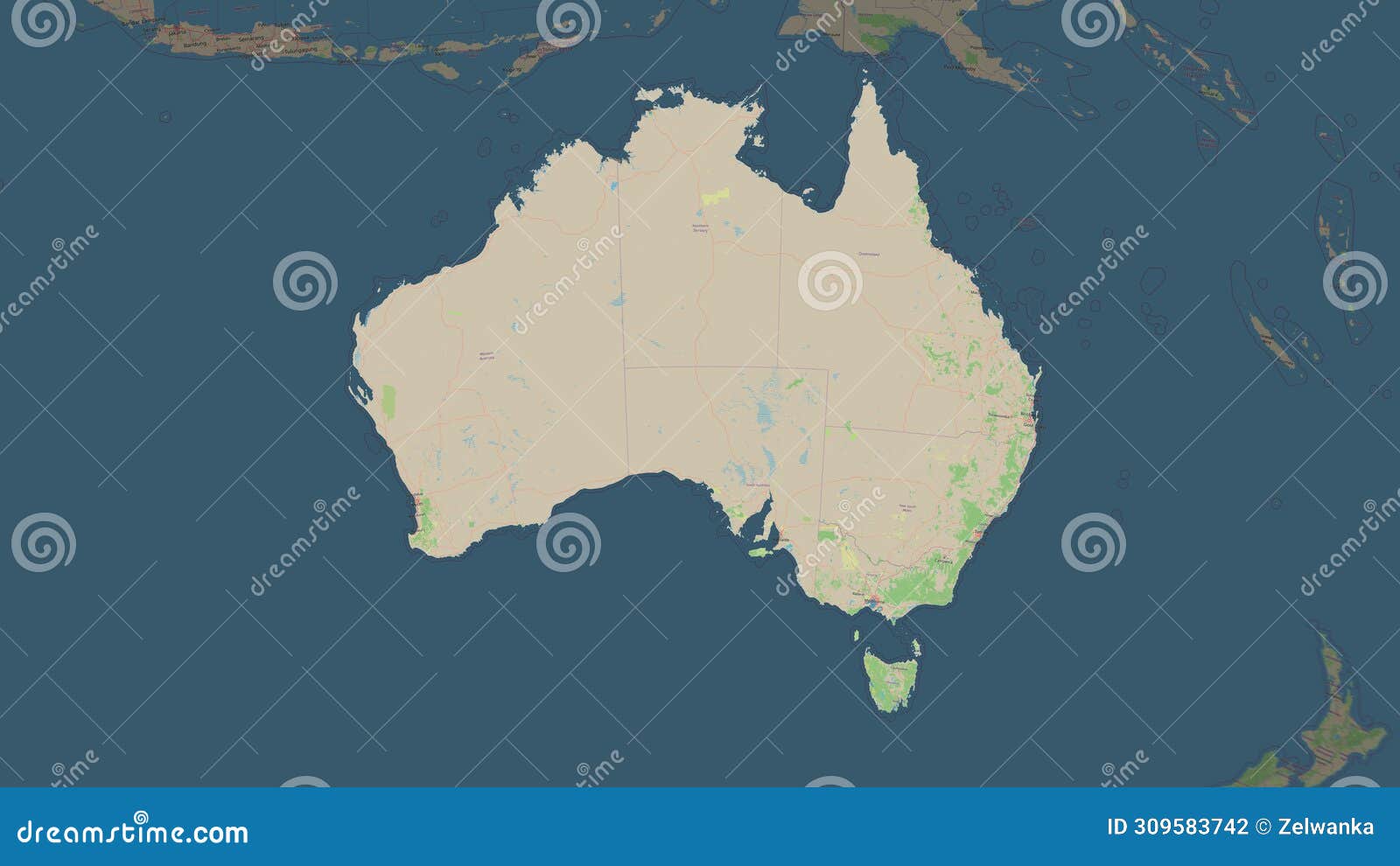 Australia Highlighted. Topo Standard Stock Illustration - Illustration ...
