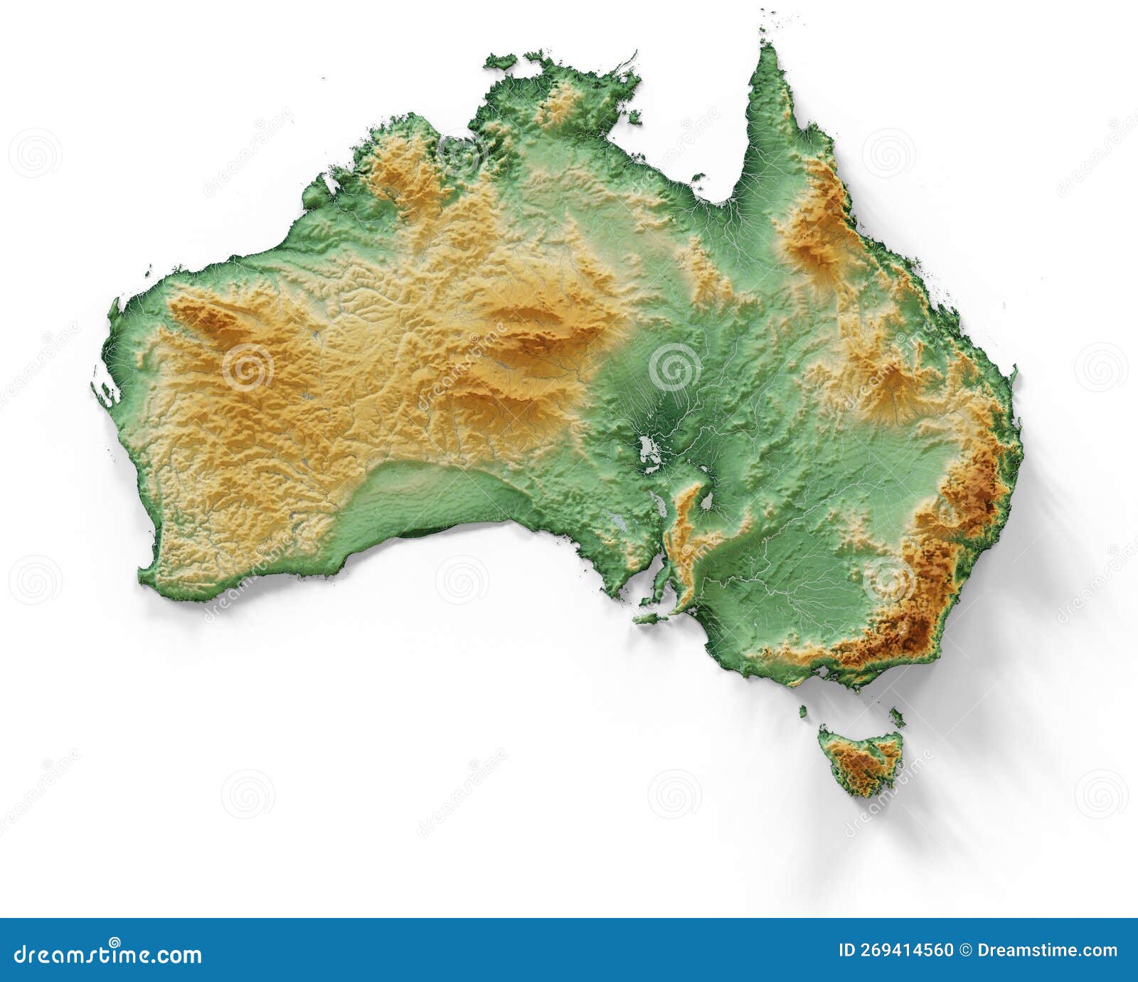 Australia relief map stock illustration. Illustration of height - 269414560