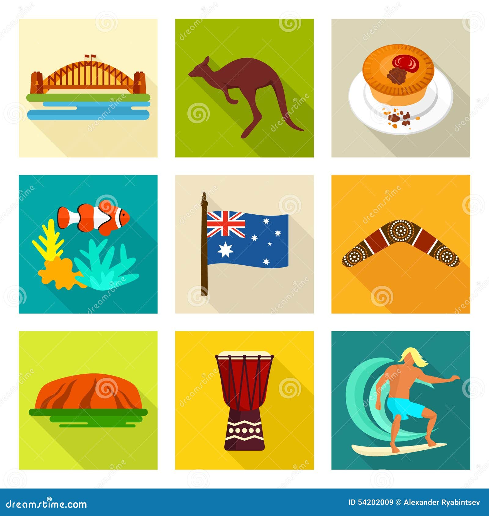 Australia icon set stock vector. Illustration of journey - 54202009