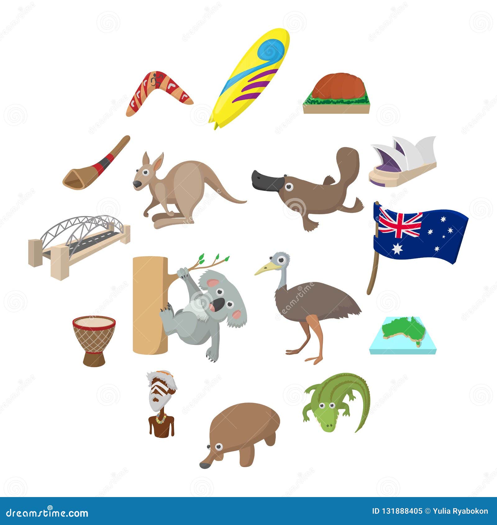 Australia icons cartoon editorial image. Illustration of meat - 131888405