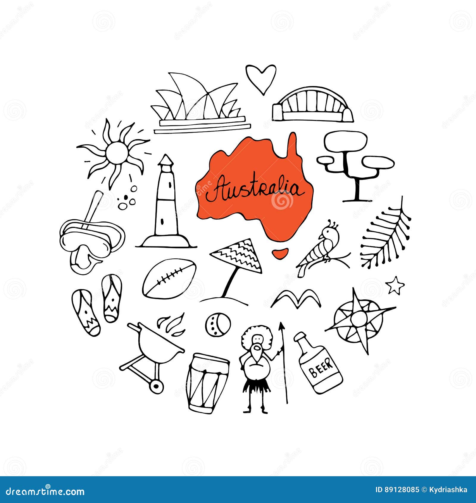 Australia Icons Set, Sketch for Your Design Stock Vector - Illustration ...