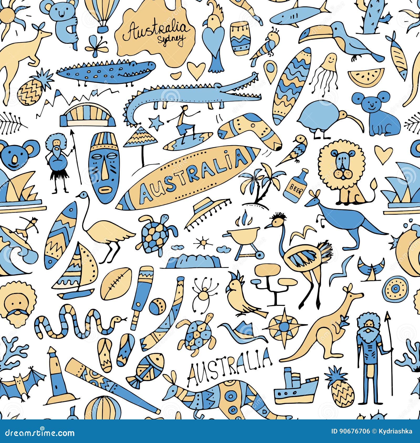 Australia Icons Set, Sketch for Your Design Stock Vector - Illustration ...