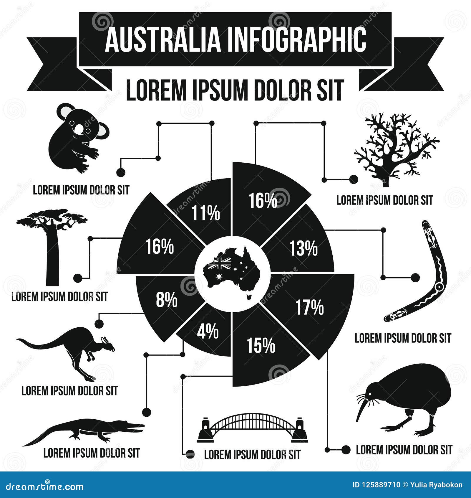 Australia Infographic Map Colored Vector Template With Regions And ...