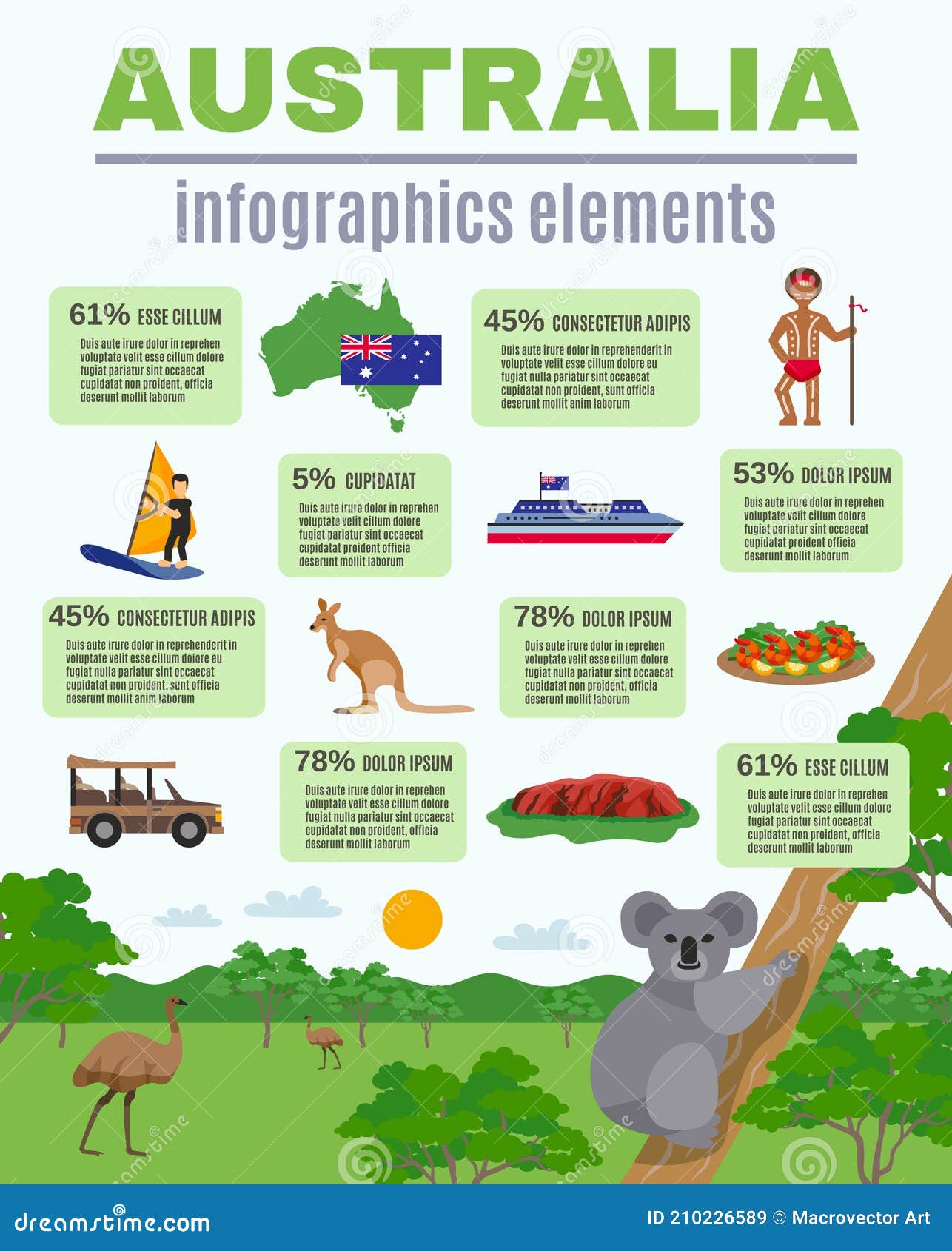 Australia Infographics Elements Stock Vector - Illustration of design ...