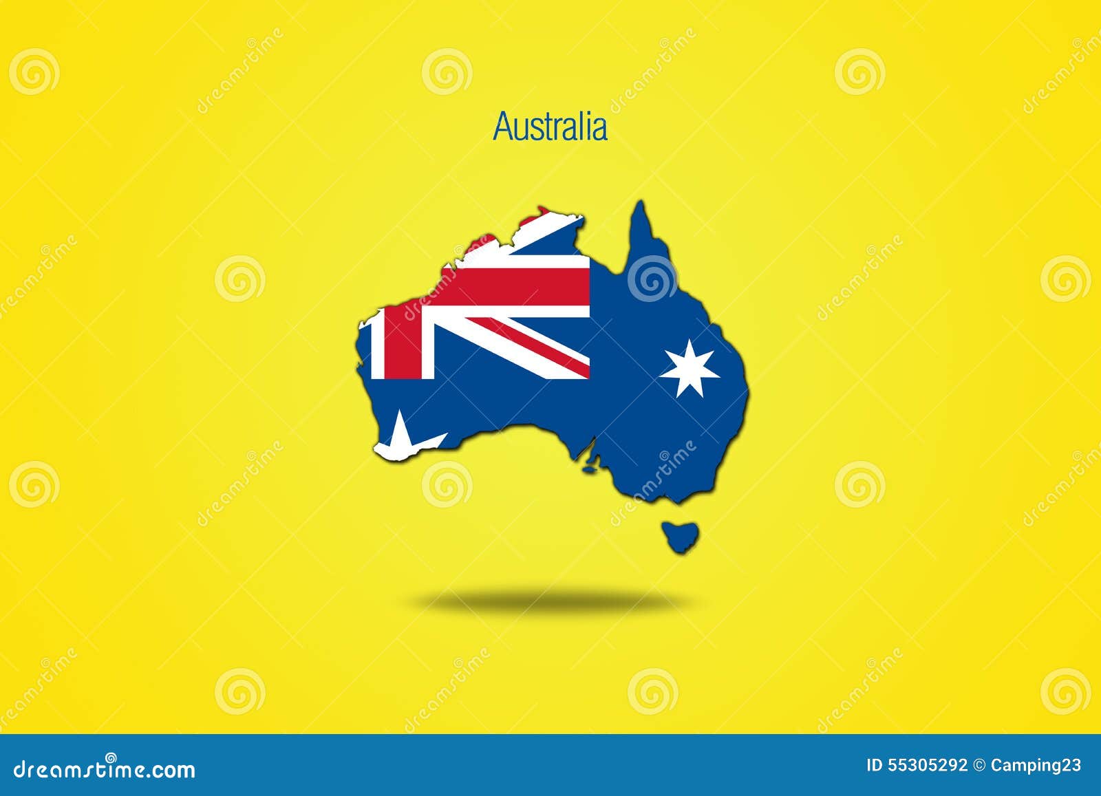 Australia Isolated on Yellow Background. Stock Illustration ...