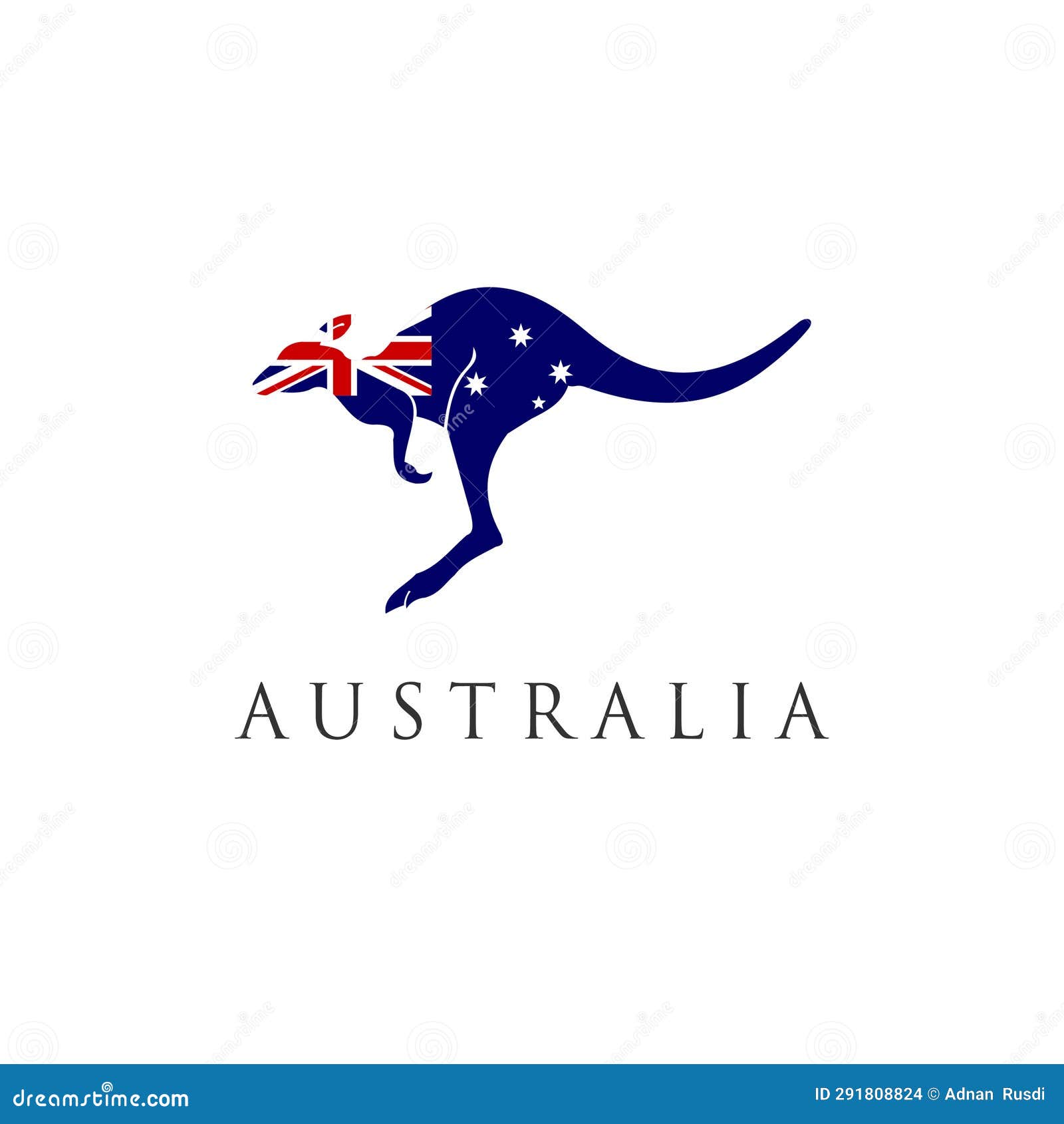 Australia Kangaroo Logo with Flag Design Vector Illustration Stock ...
