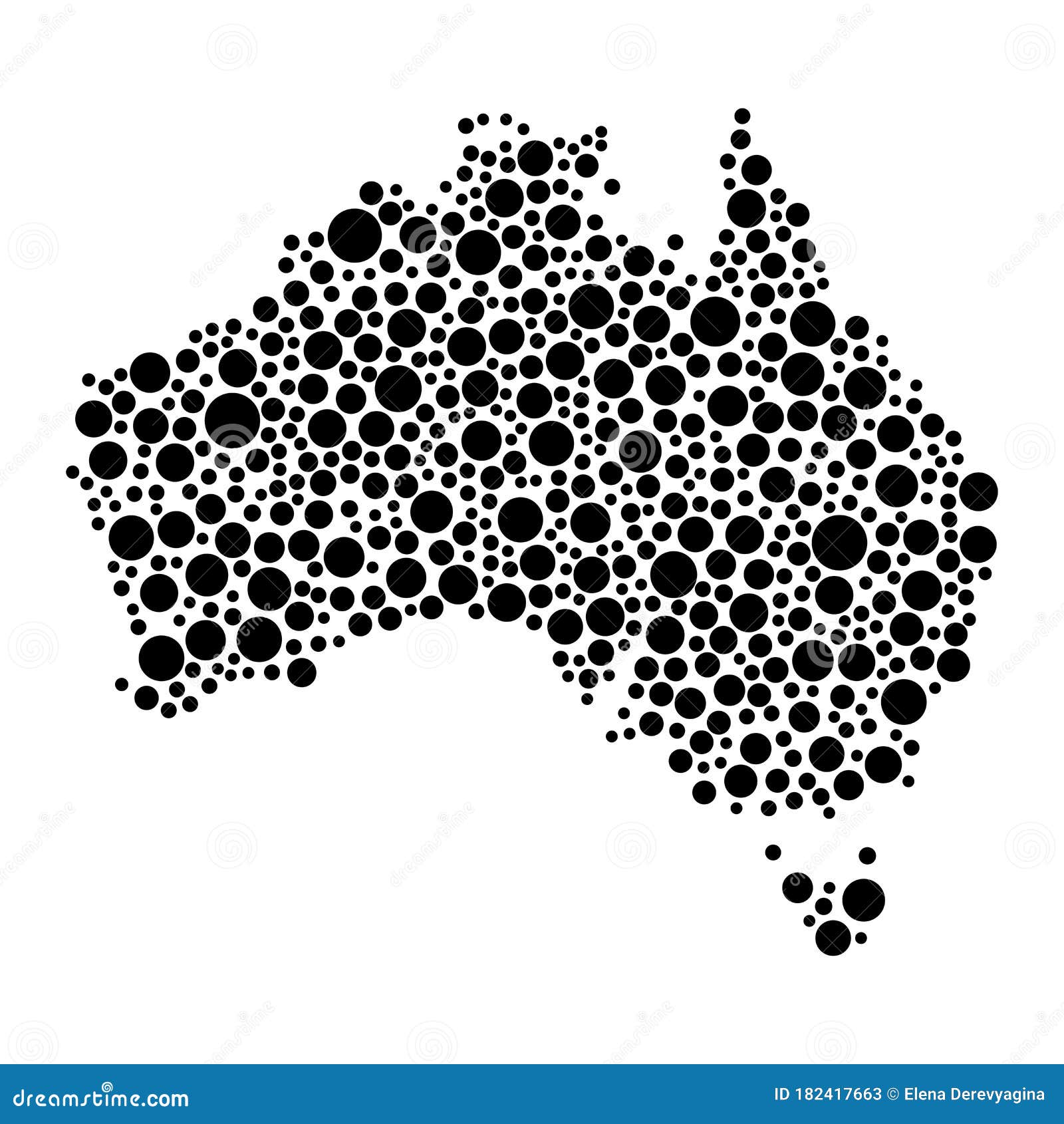 Australia Map from Black Circles of Different Diameters or Spots ...