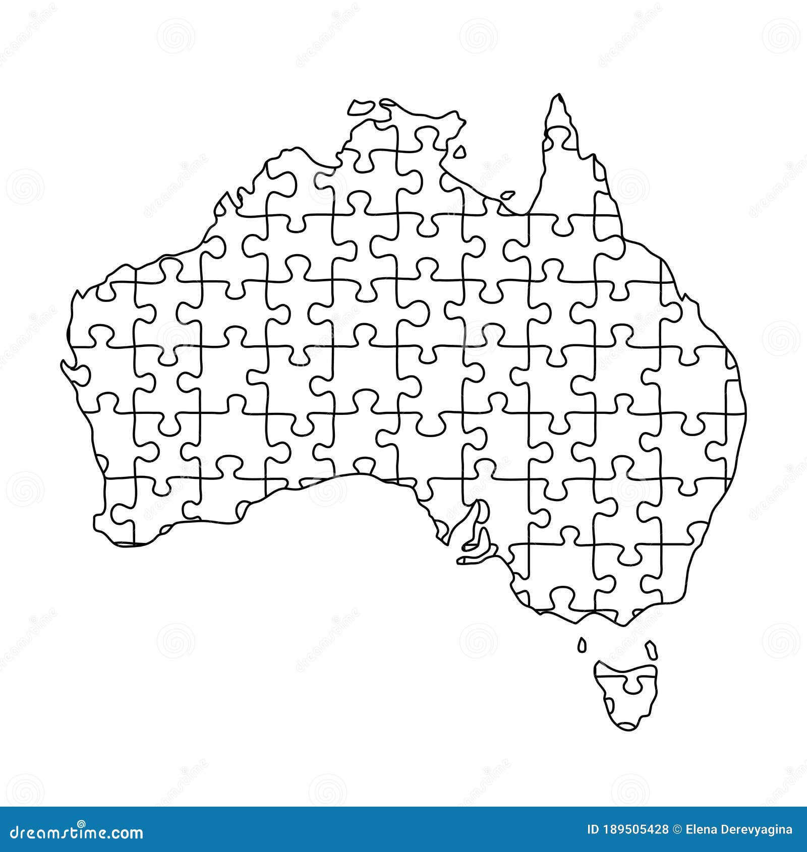 Australia Map from Black Pattern Composed Puzzles. Vector Illustration ...