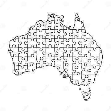 Australia Map from Black Pattern Composed Puzzles. Vector Illustration ...