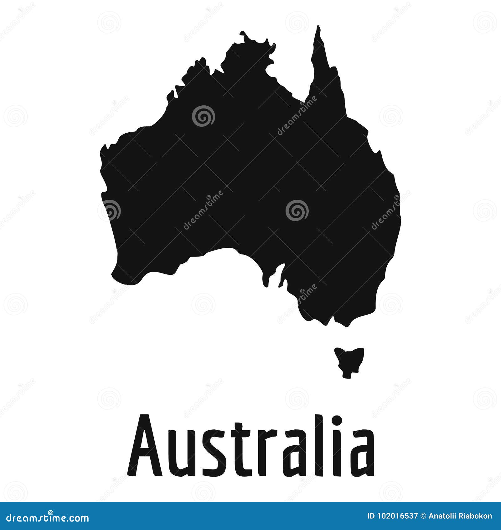 Australia Map in Black Vector Simple Stock Vector - Illustration of ...
