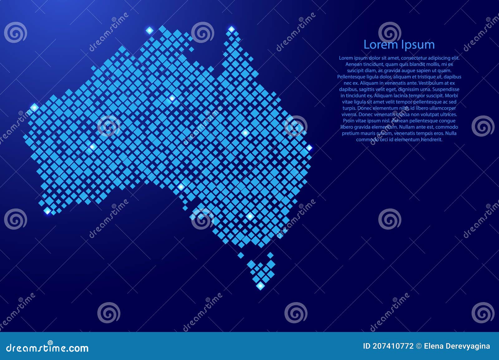 Australia Map from Blue Pattern Rhombuses of Different Sizes and ...