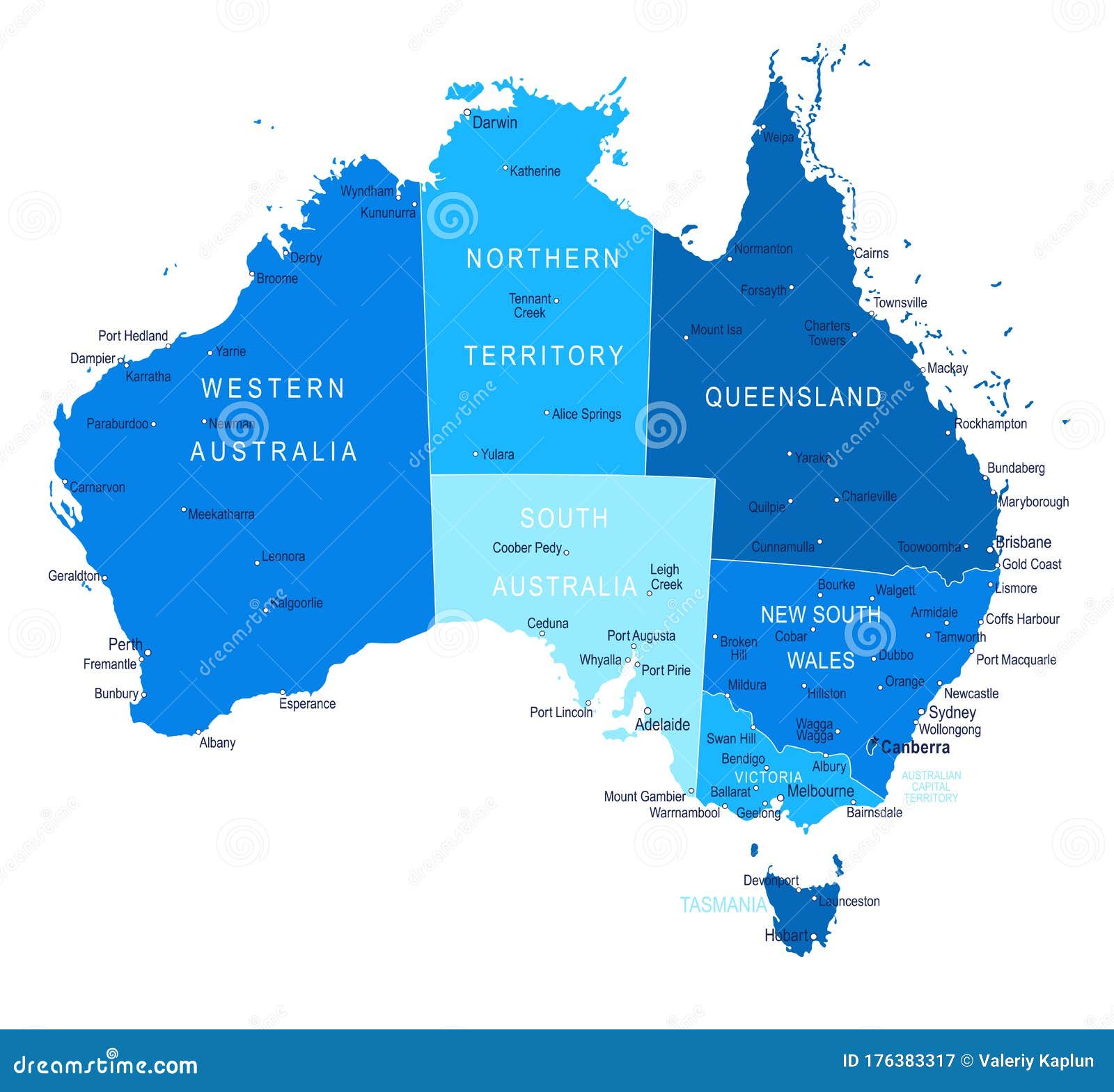 Australia Map With Cities. Cartoon Vector | CartoonDealer.com #159004439