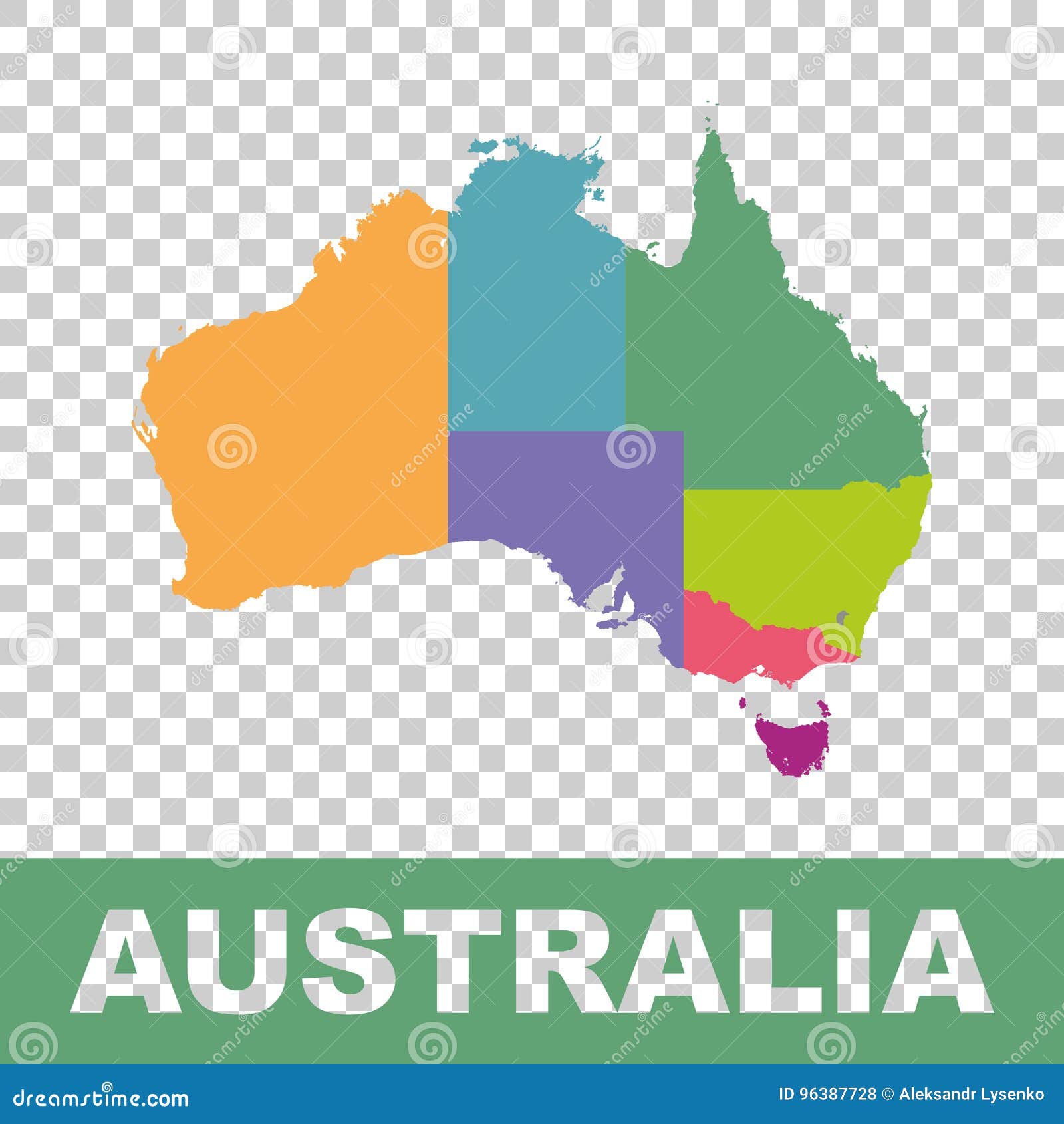 Australia Map Color with Regions. Vector Flat Stock Vector ...