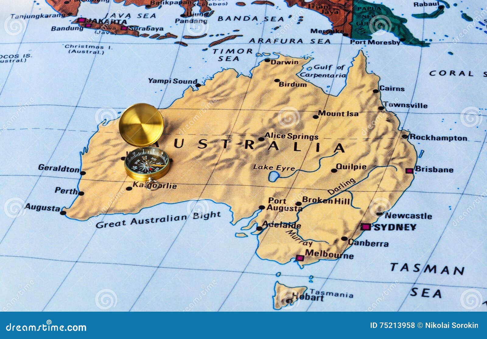 Australia map and compass stock photo. Image of adventure - 75213958