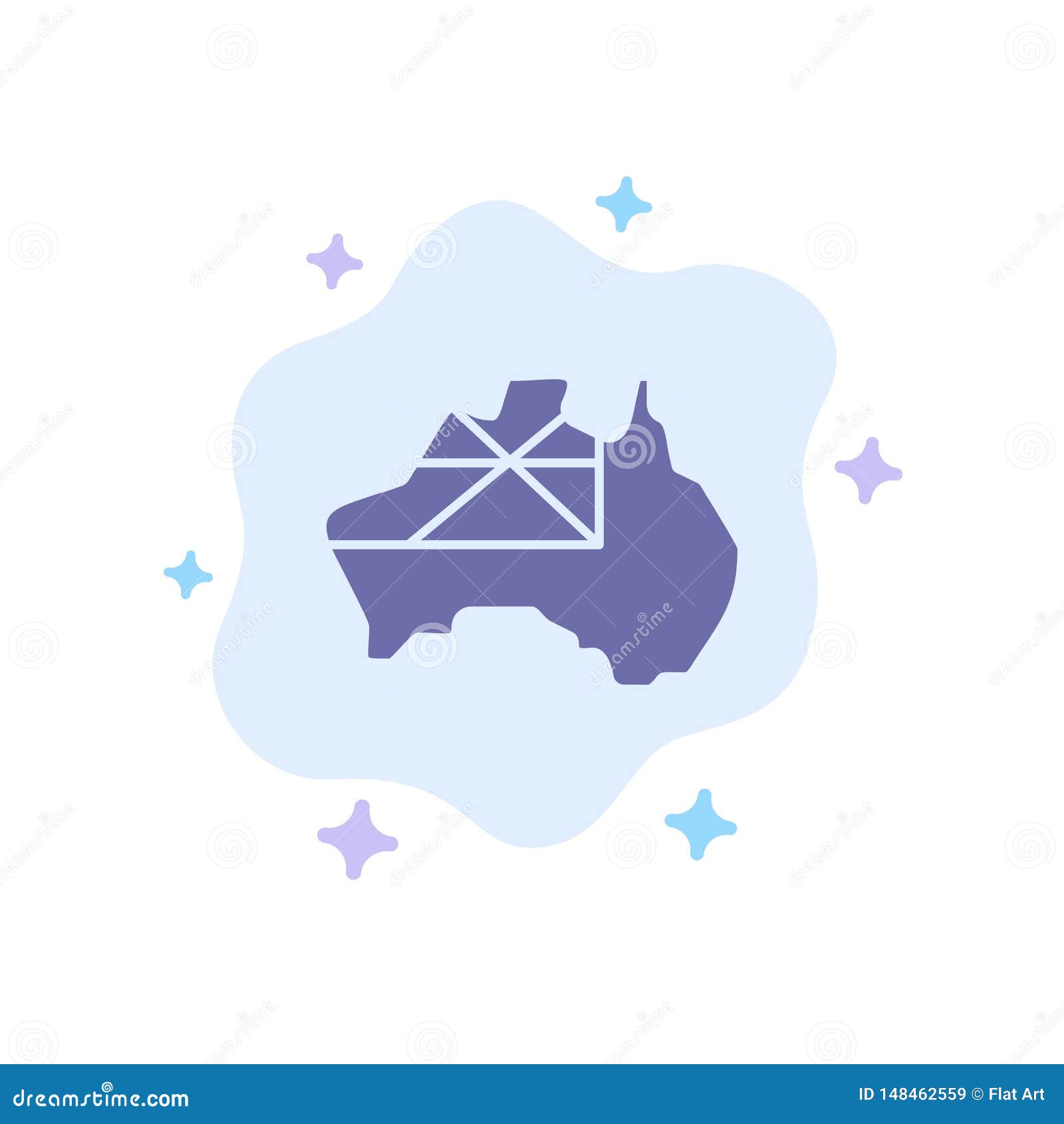 Australia, Map, Country, Flag Blue Icon on Abstract Cloud Background ...