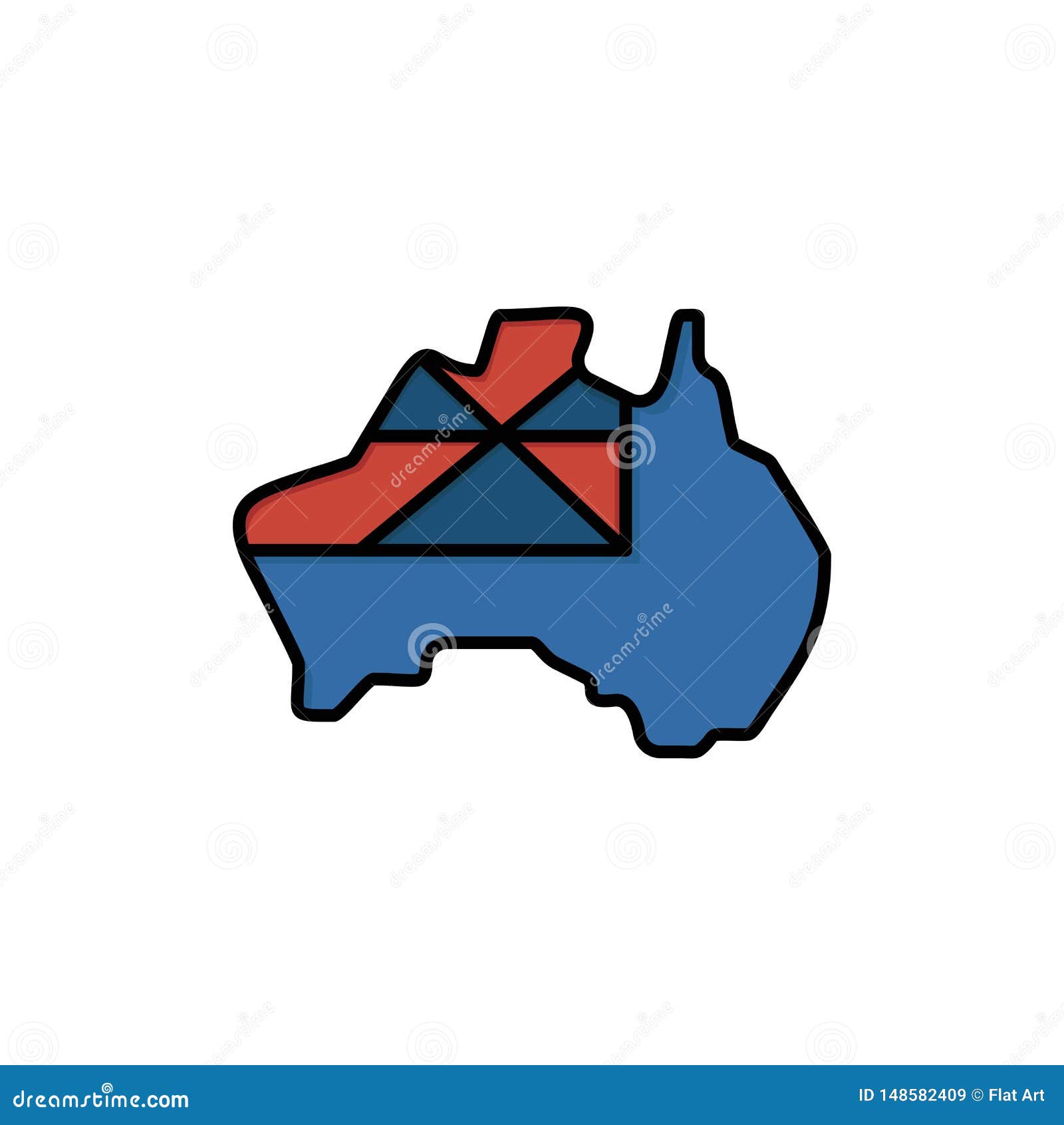 Australia, Map, Country, Flag Flat Color Icon. Vector Icon Banner ...