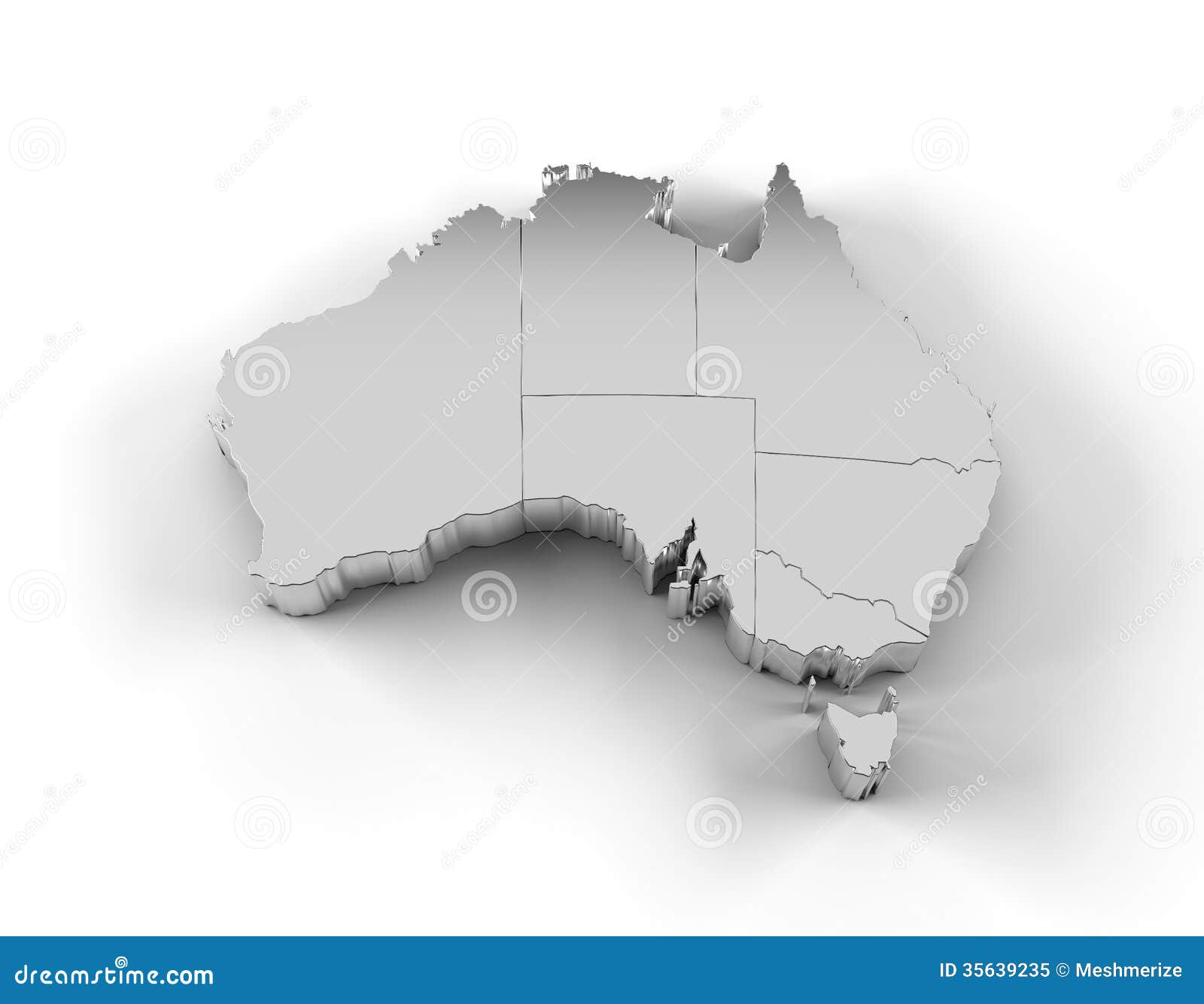 Australia Map 3D Silver With States And Clipping Path Royalty-Free ...