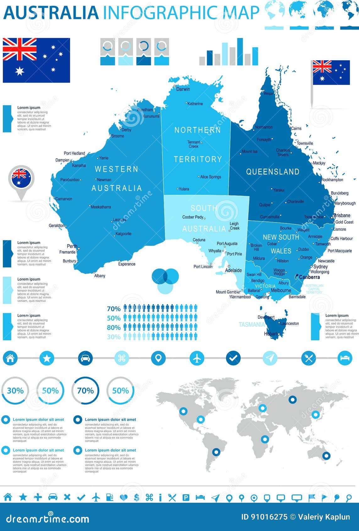 Australia - Map and Flag - Infographic Illustration Stock Illustration ...