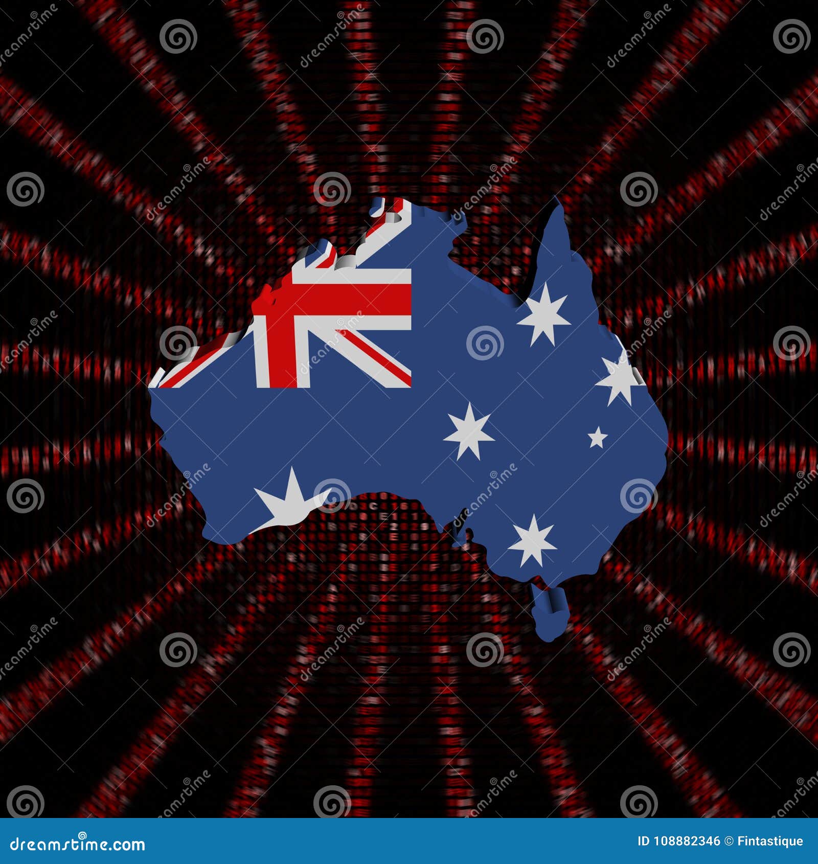 Australia Map Flag on Red Hex Code Burst Illustration Stock ...