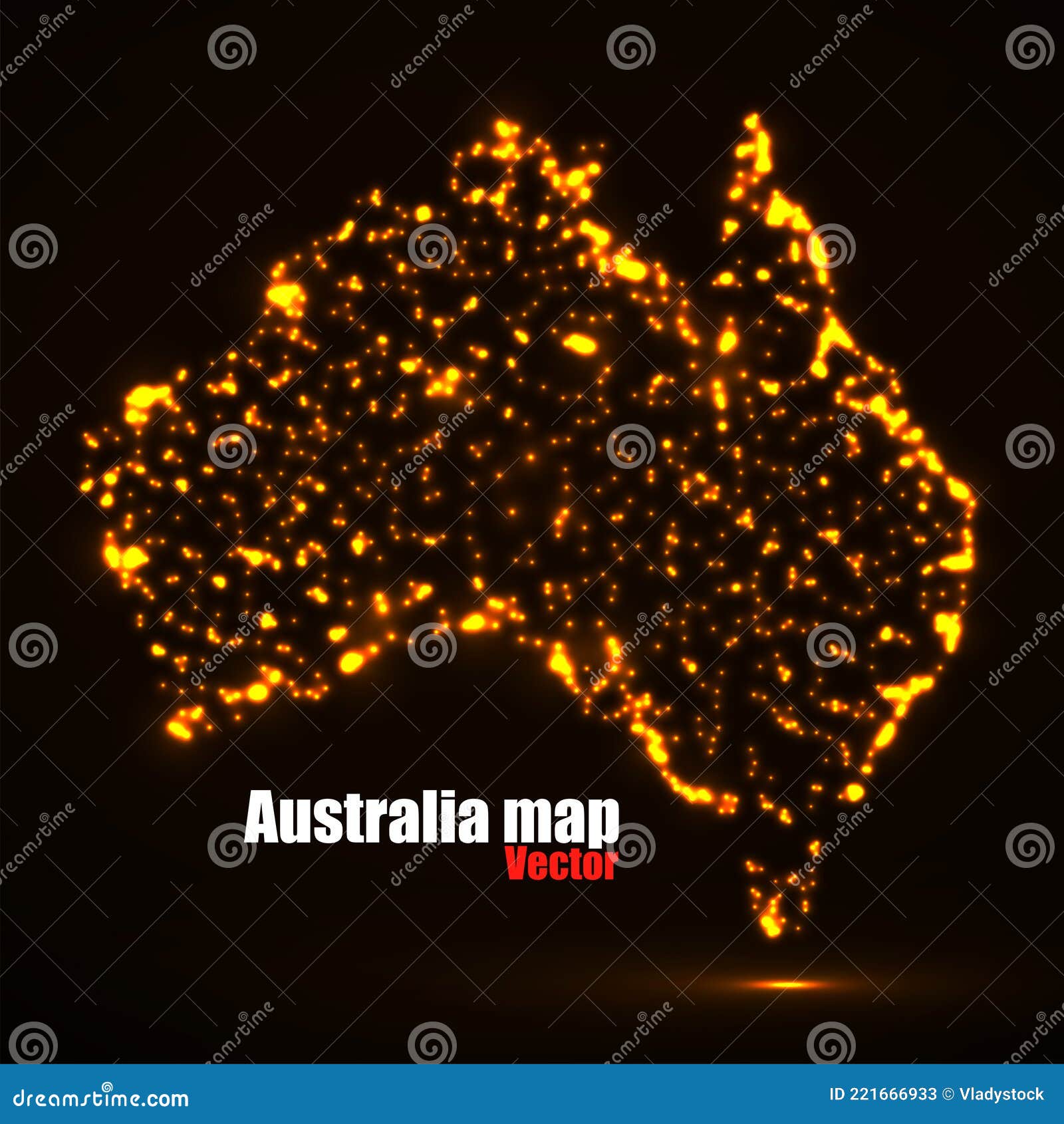 Australia Map with Glowing Particles. Luminous Background Stock Vector ...