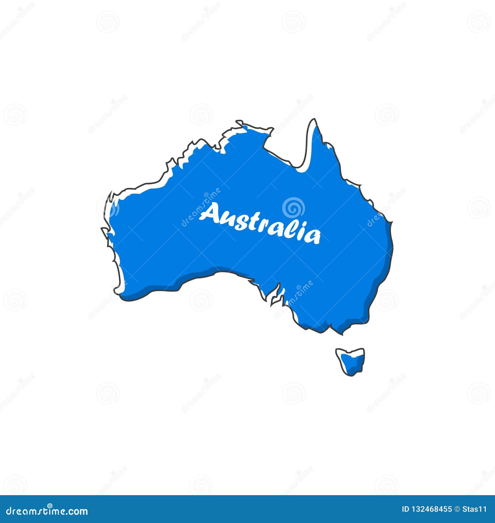 Australia Map Icon in a Flat Design. Vector Illustration Stock Vector ...