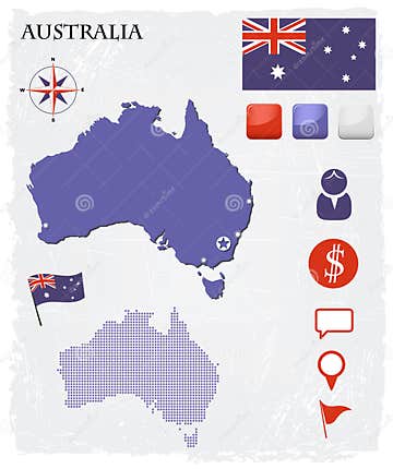 Australia Map Icons and Buttons Set Stock Vector - Illustration of ...