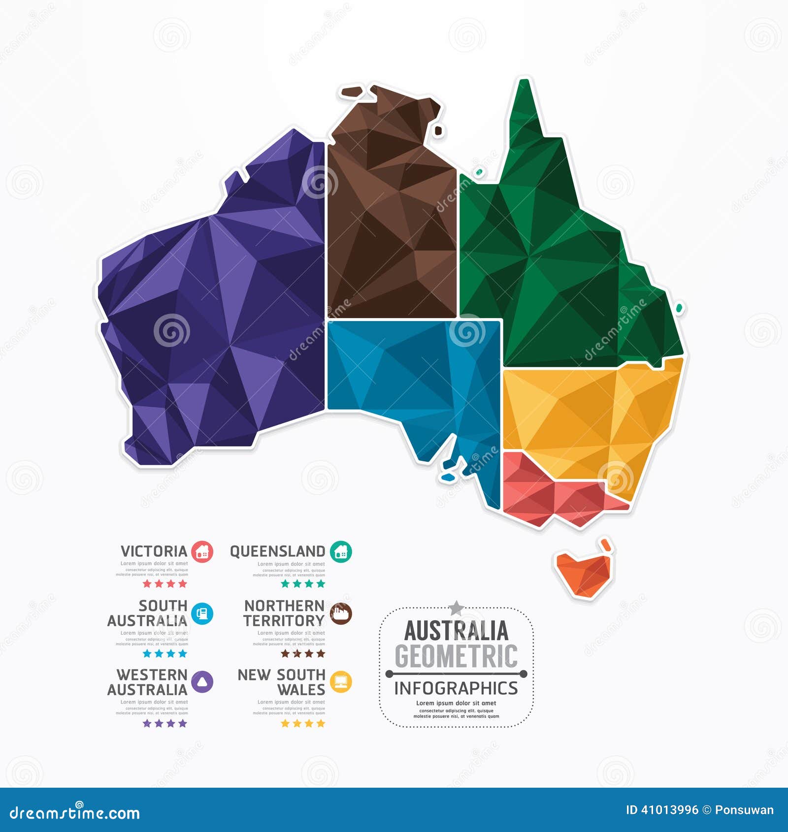 Australia Map Infographic Template Geometric Concept Banner. Stock ...