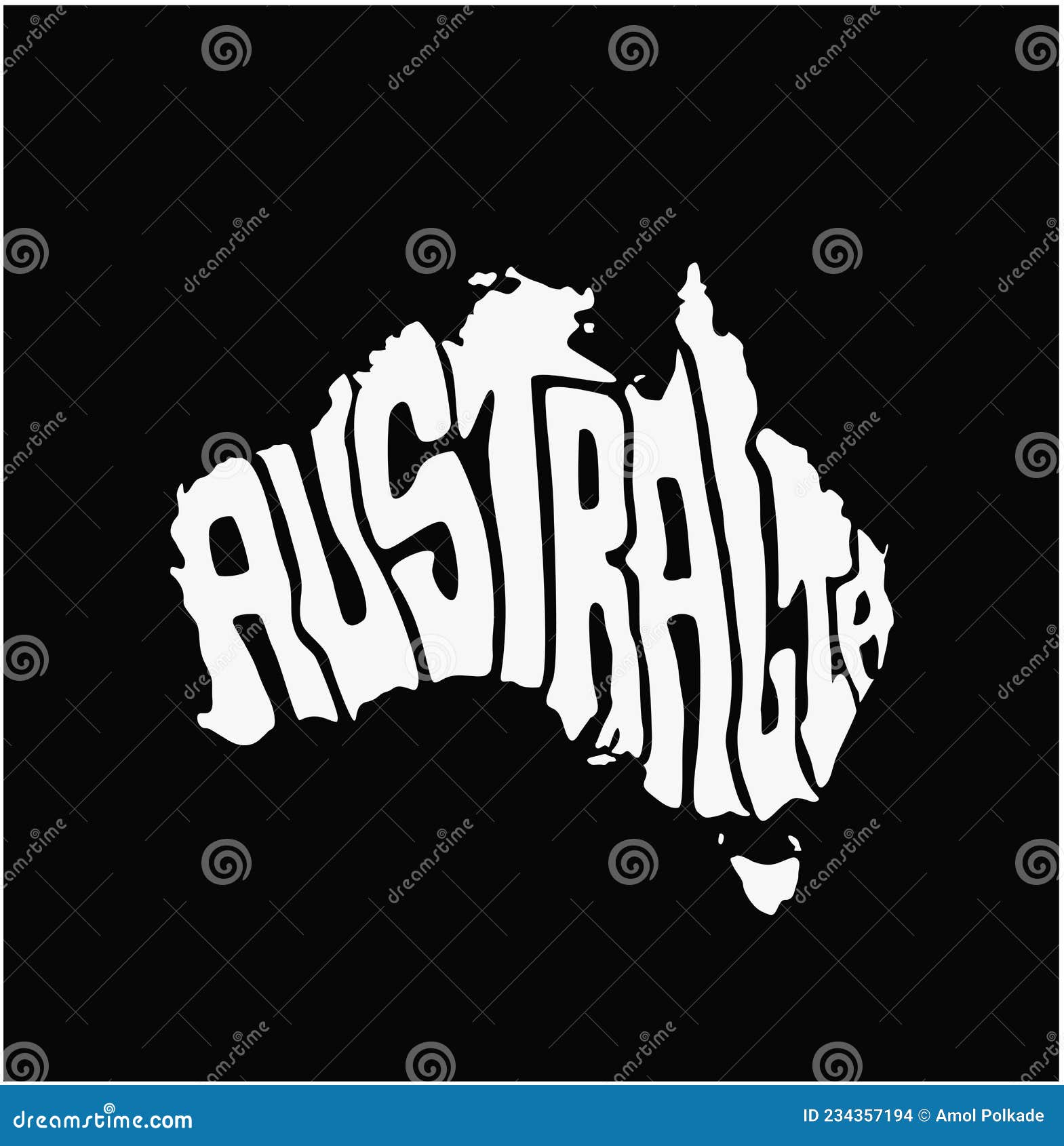 Australia Map Lettering In Map Shape. Australia Map Typography Vector ...
