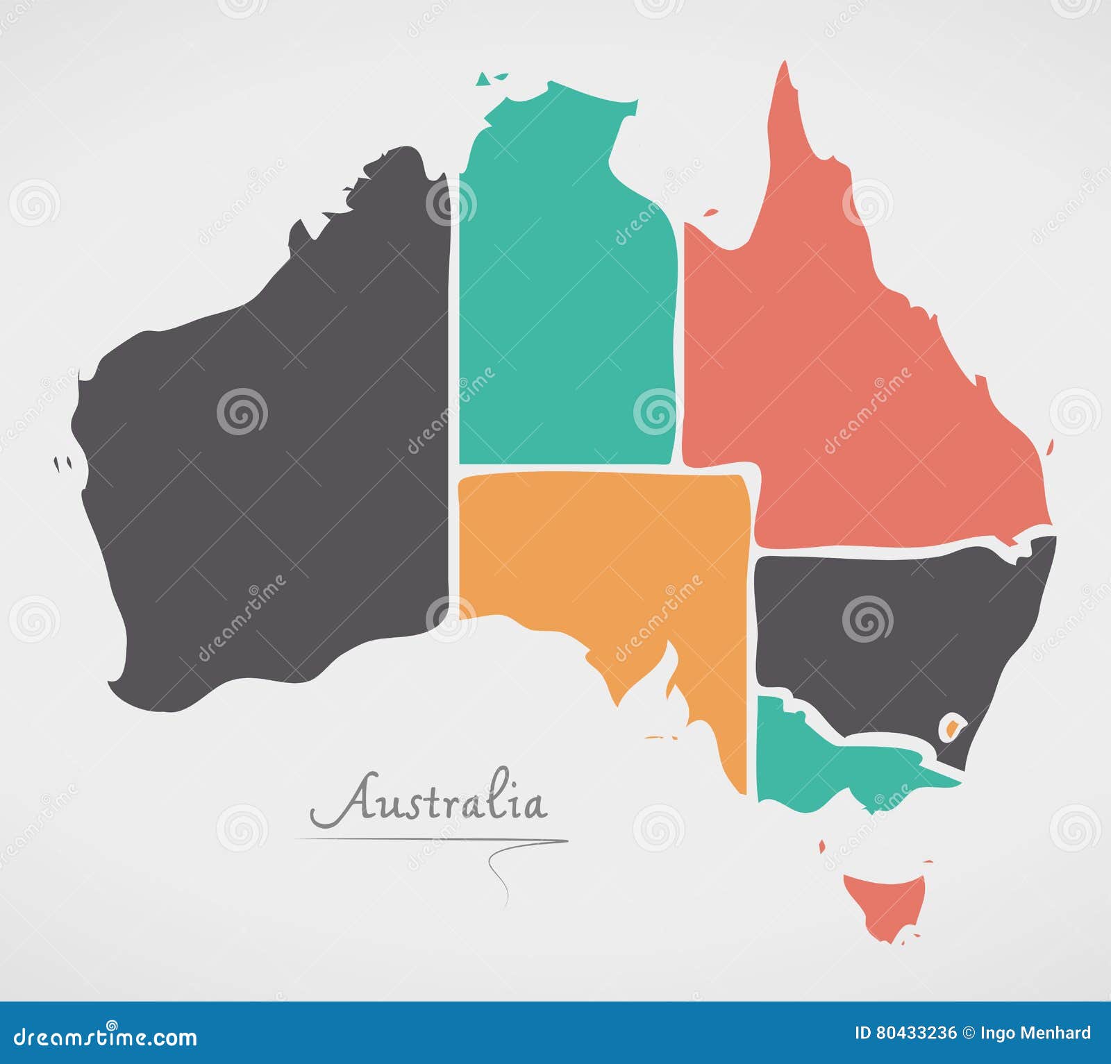 Australia Provinces. Cartoon Vector | CartoonDealer.com #5140055