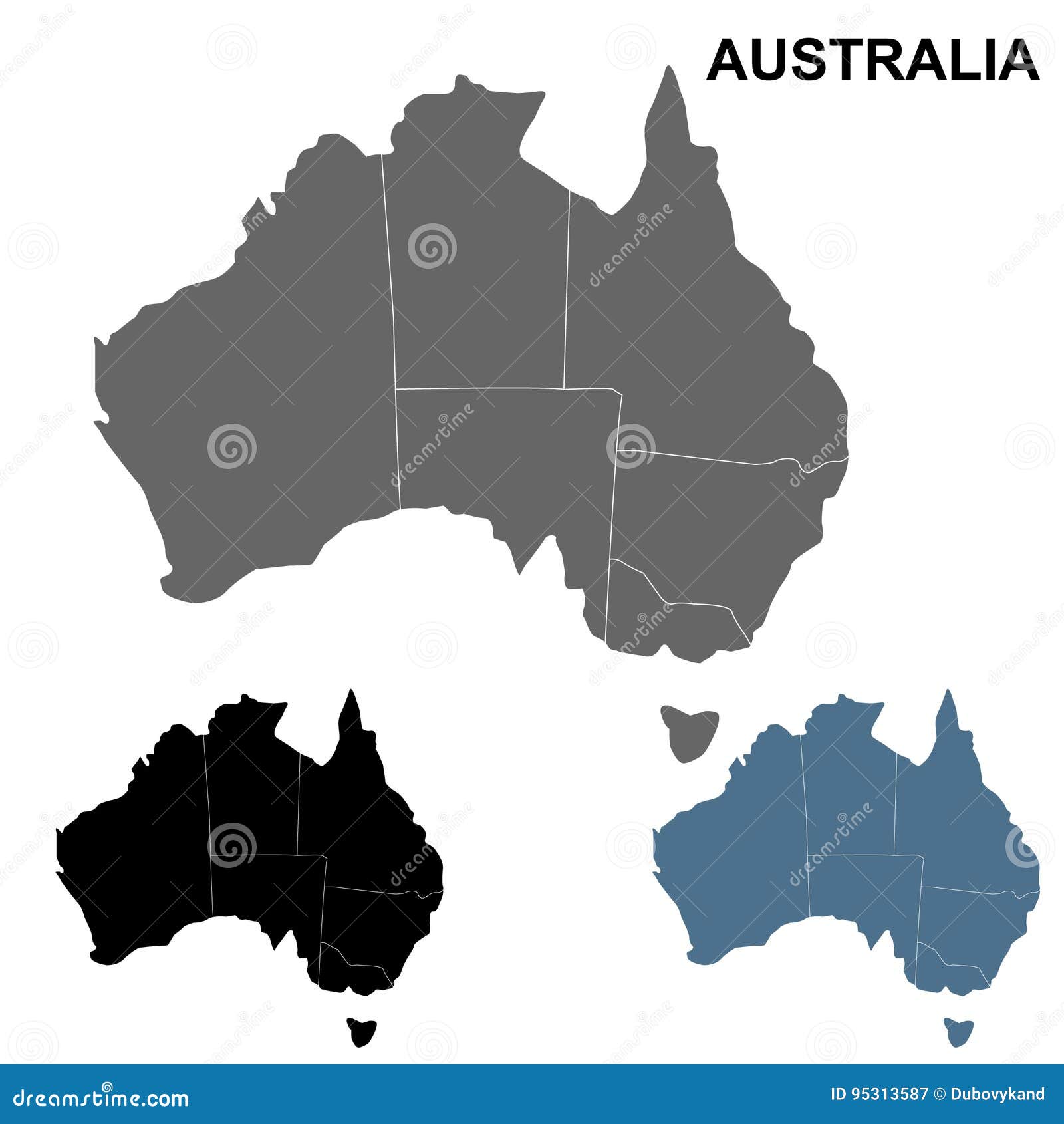 Australia Map Outline Set stock vector. Illustration of continent ...