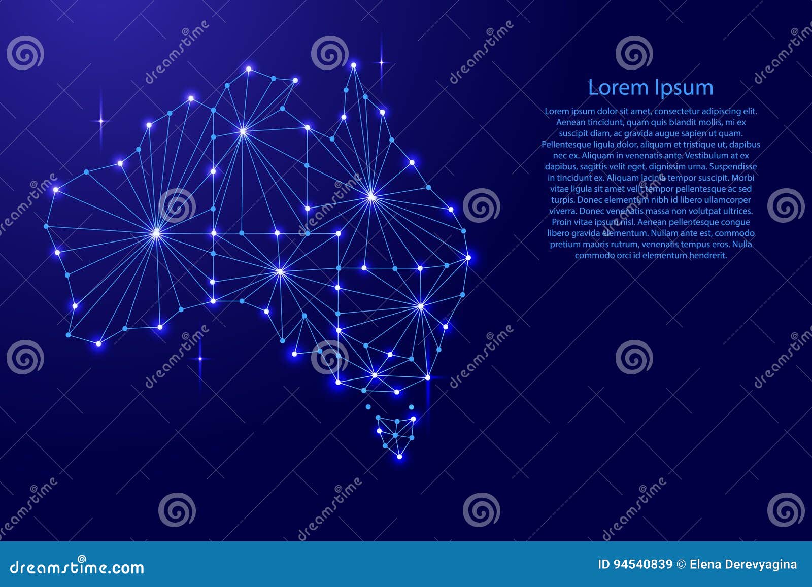 Australia Map of Polygonal Mosaic Lines, Rays, Space Stars of ...