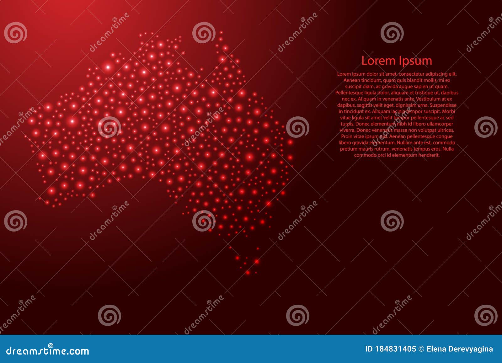 Australia Map from Red and Glowing Space Stars Abstract Concept ...